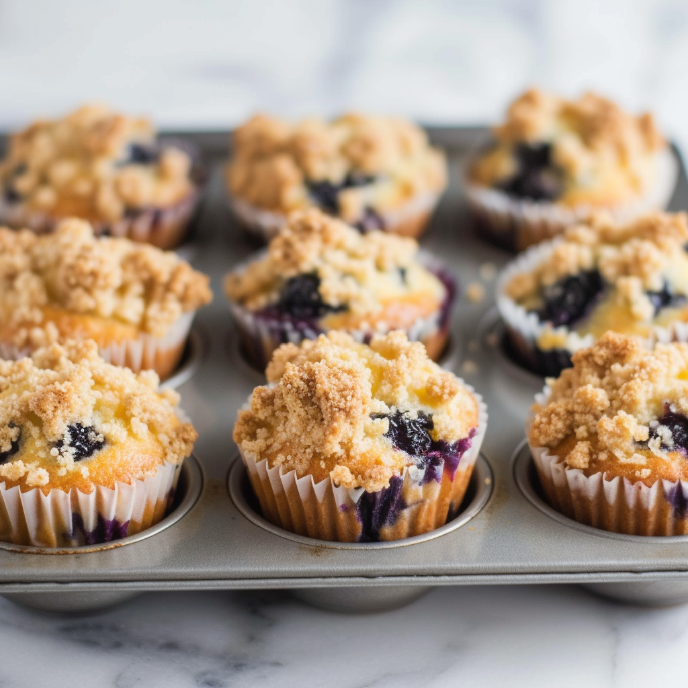 Sourdough Blueberry Muffins With Crumb Topping Baked By Claire